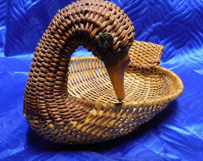 Vintage Wicker Duck Basket Centerpiece Decor Keepsake Farmhouse ...