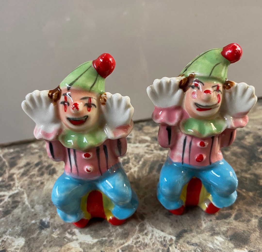 Vintage Clown Salt and Pepper Shaker Collectable Porcelain Clown ...