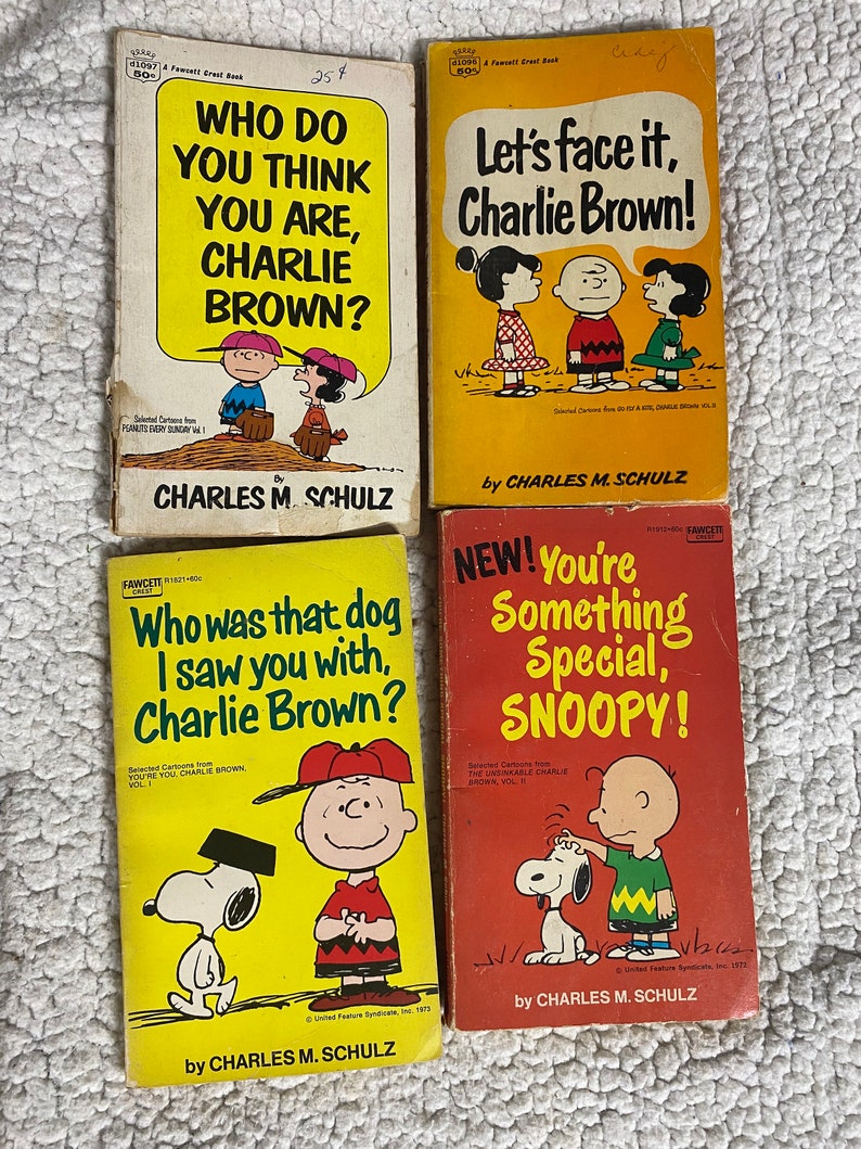 Vintage Peanuts Collection Set of 4 Books Decor Charlie Brown ...
