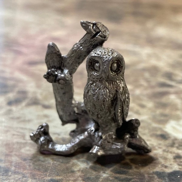 Miniature Pewter Owl - Etsy
