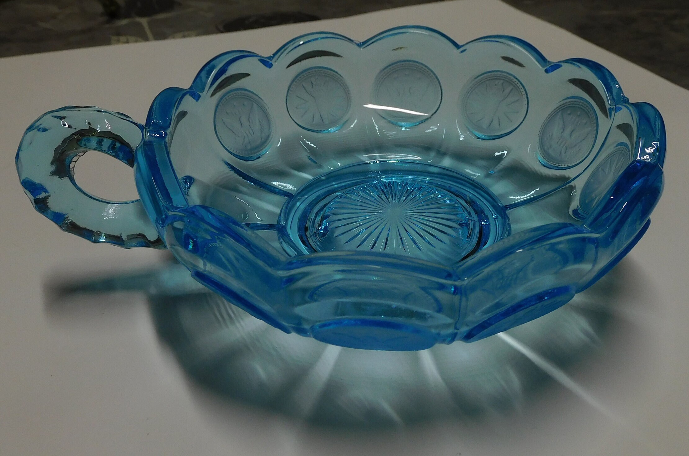 Vintage Nappy Glass Bowl With Handle Fostoria Coin Glass Collection ...