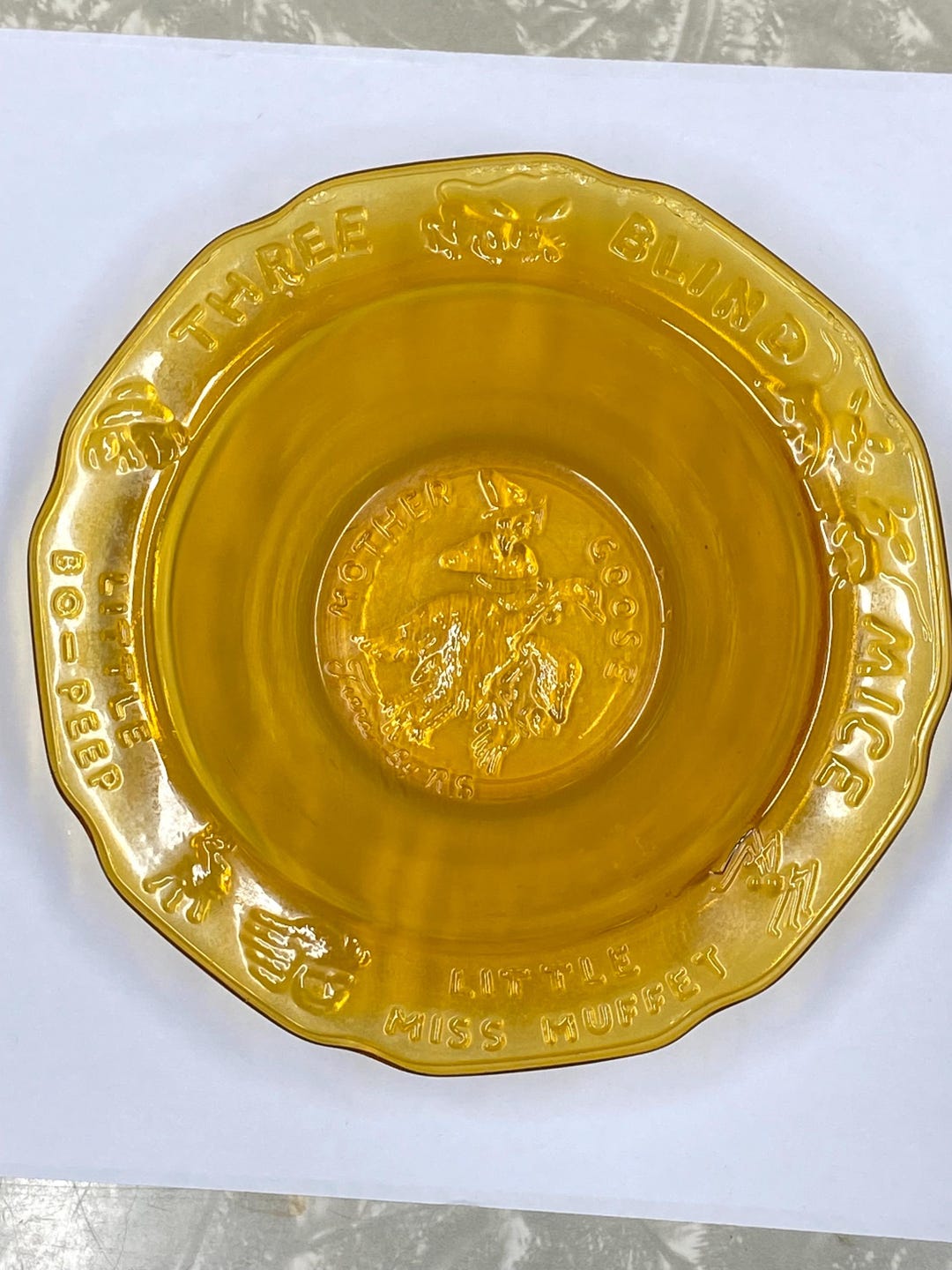 Mother Goose Amber Glass Bowl - Etsy