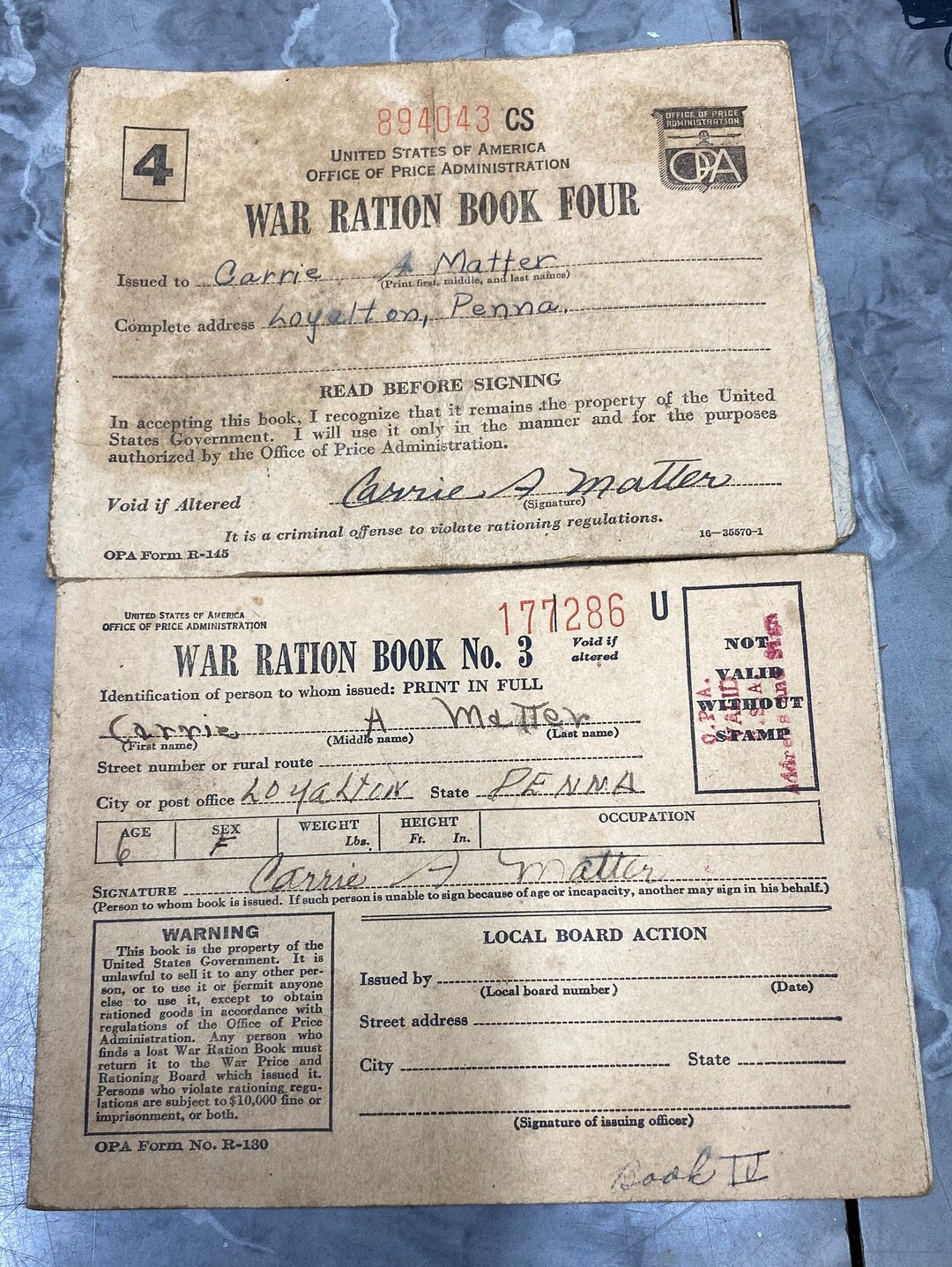 Vintage World War II Ration Book No. 3 & 4 a 6 Year Old Girl - Etsy