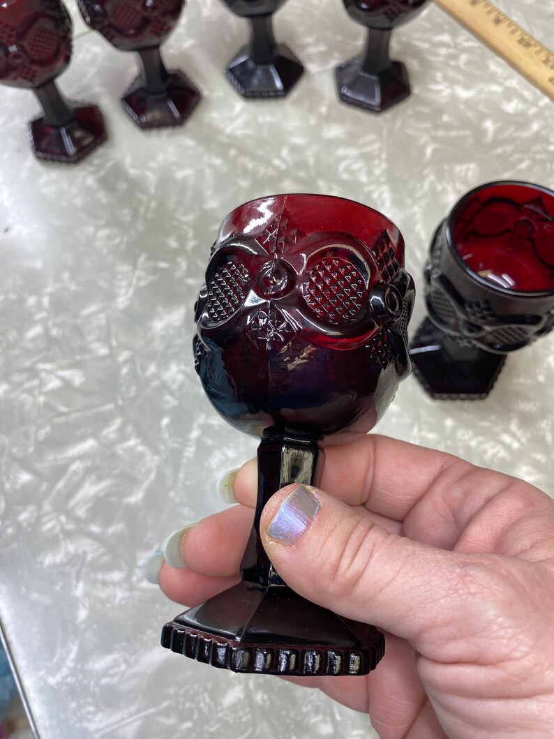 Vintage Small Elegant Wine Glass Avon Ruby Red Cape Cod Glass Keepsake ...