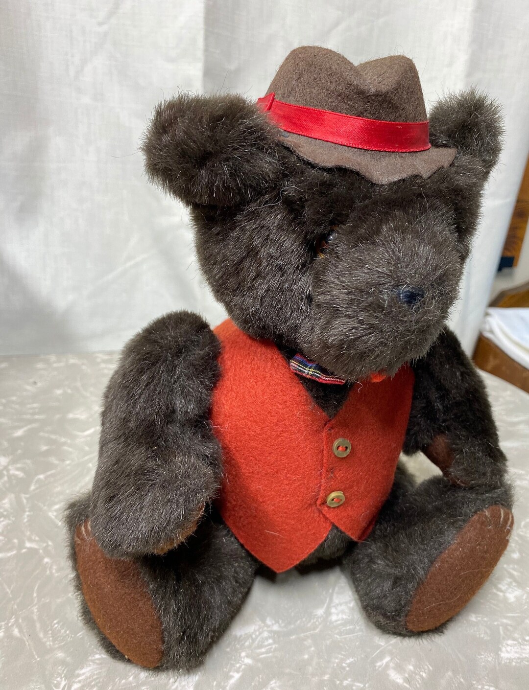 Vintage Kent Collectibles Brown With Hat and Vest Bear Jointed Teddy ...