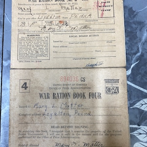 Vintage World War II Ration Book No. 3 & 4 for a 13 Year Old Girl ...