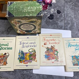 Vintage Hardcover Golden Treasure Chest Adventure Stories Tales and ...