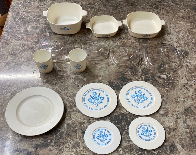 Vintage Toy Corning Ware Blue Cornflower Child's Play Dish Set ...