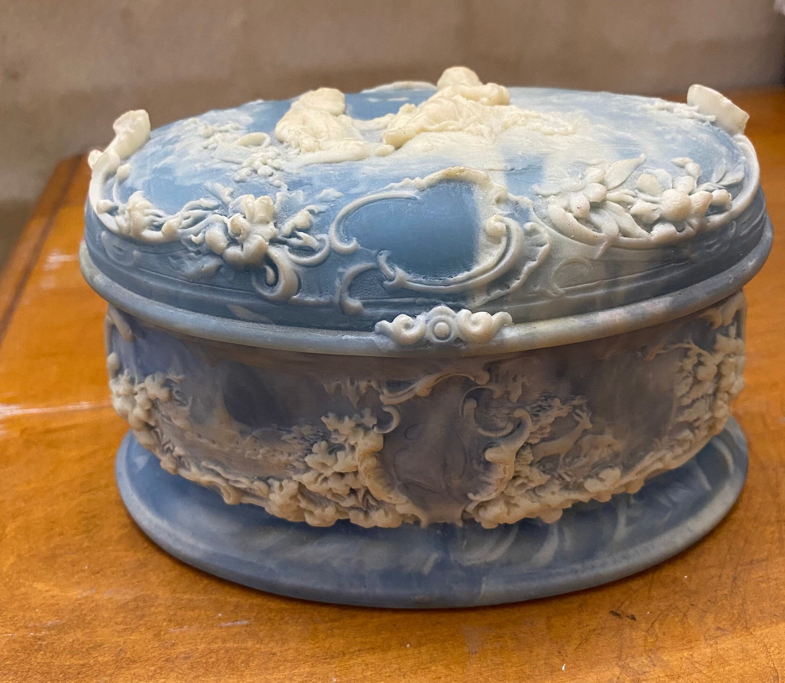 Vintage Incolay Stone Box Collectable Jewelry Box Keepsake Trinket Box ...