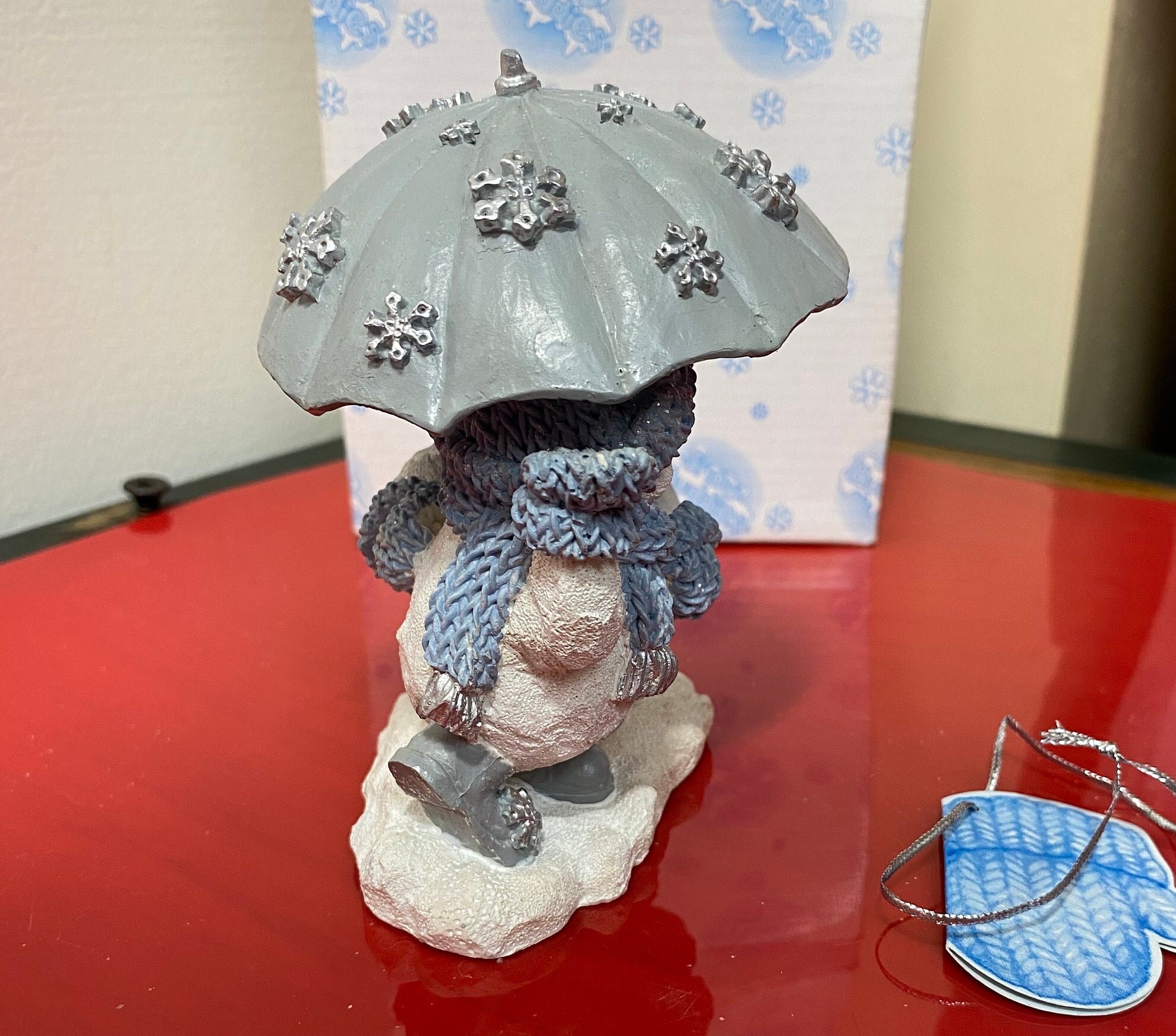 Vintage Snow Buddies Sharing an Umbrella Collectible Snowman Keepsake ...