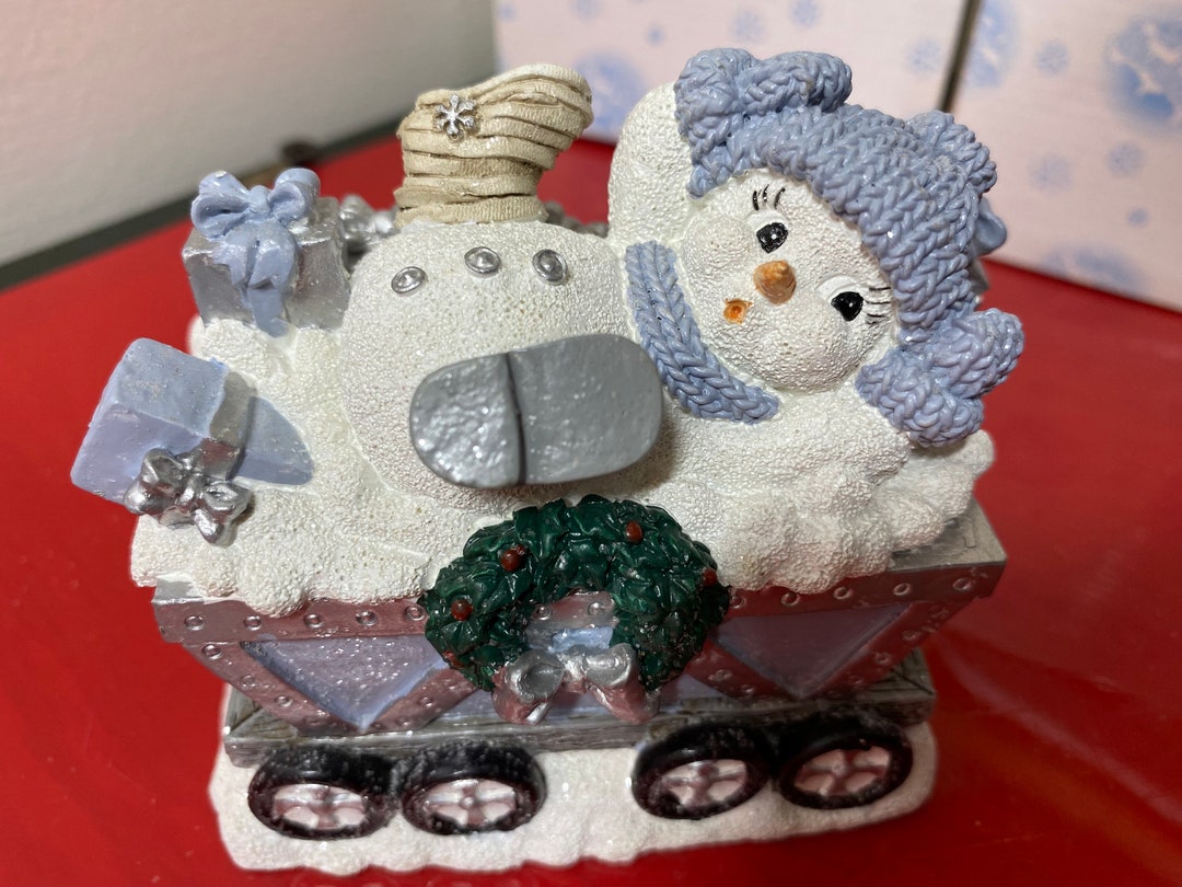 Vintage Snow Buddies in Boxcar With Gifts Collectible Snowman Keepsake ...