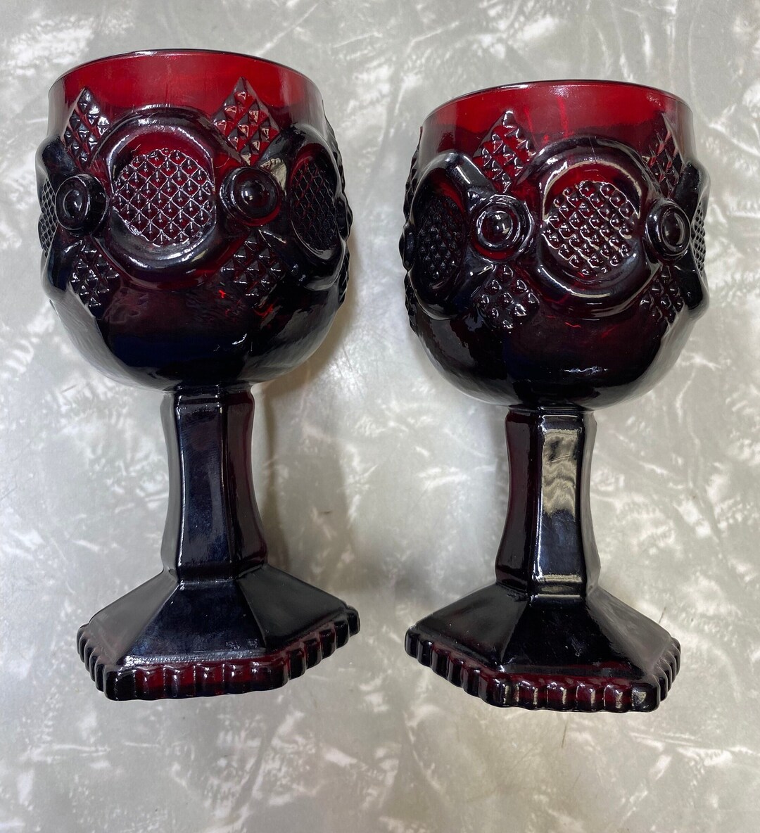 Vintage Small Elegant Wine Glass Avon Ruby Red Cape Cod Glass Keepsake ...