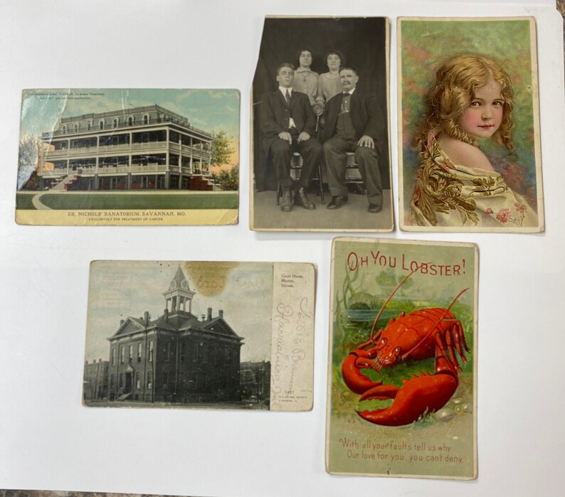 Vintage Postcards Set of 5 Collection of Post Cards Keepsake Decor - Etsy