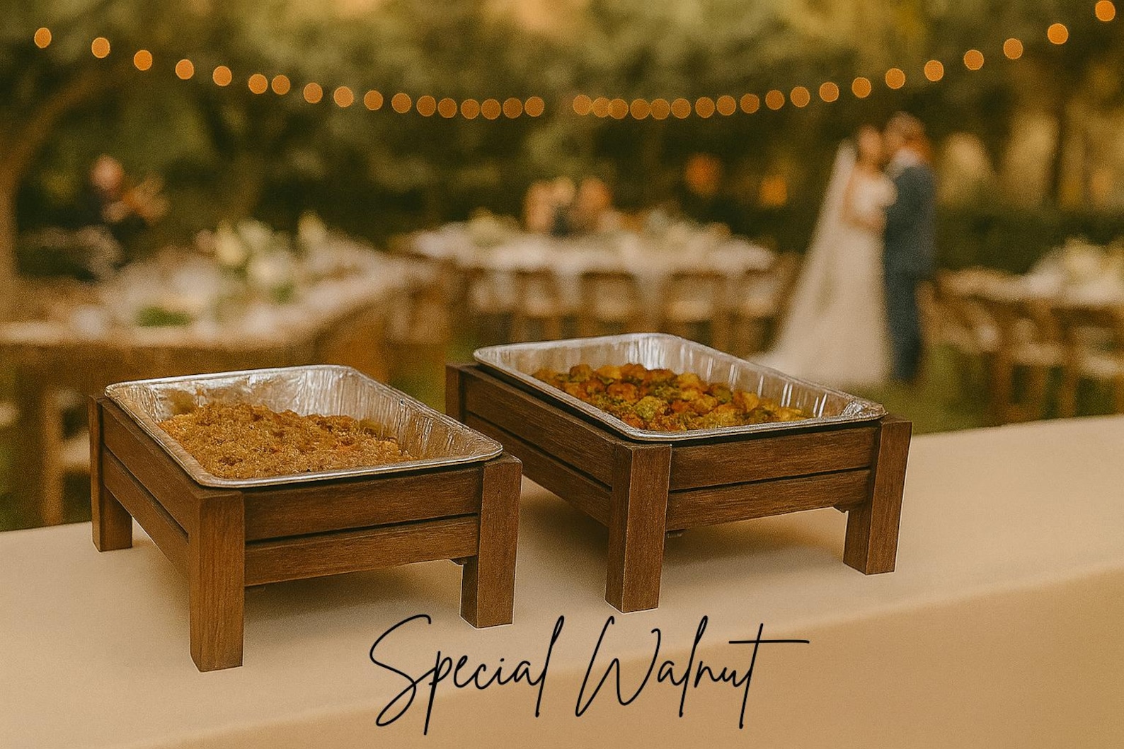 Rustic Wedding & Graduation Buffet Risers – Wooden Serving Pan Stands ...