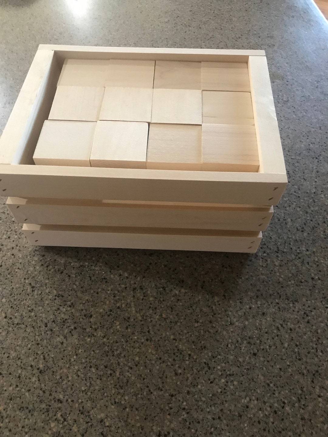 60 Wooden Building Blocks With Storage Crate – Natural Unfinished Wood ...