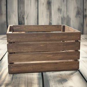 Rustic Wooden Storage Crate in Medium Brown – Farmhouse Style Decor - Etsy