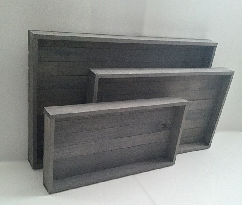 Antique Gray Stained Trays Set of 3 - Etsy