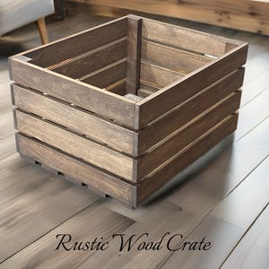 Rustic Wooden Storage Crate in Medium Brown – Farmhouse Style Decor - Etsy