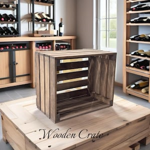 Rustic Wooden Storage Crate in Medium Brown – Farmhouse Style Decor - Etsy