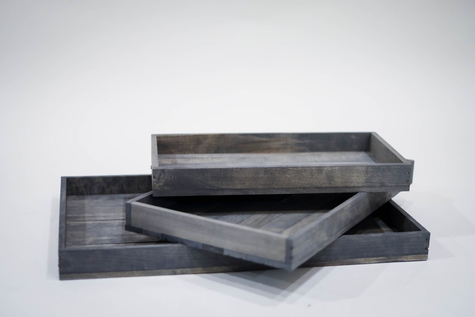 Antique Gray Stained Trays Set of 3 - Etsy