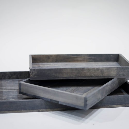 Antique Gray Stained Trays Set of 3 | Etsy