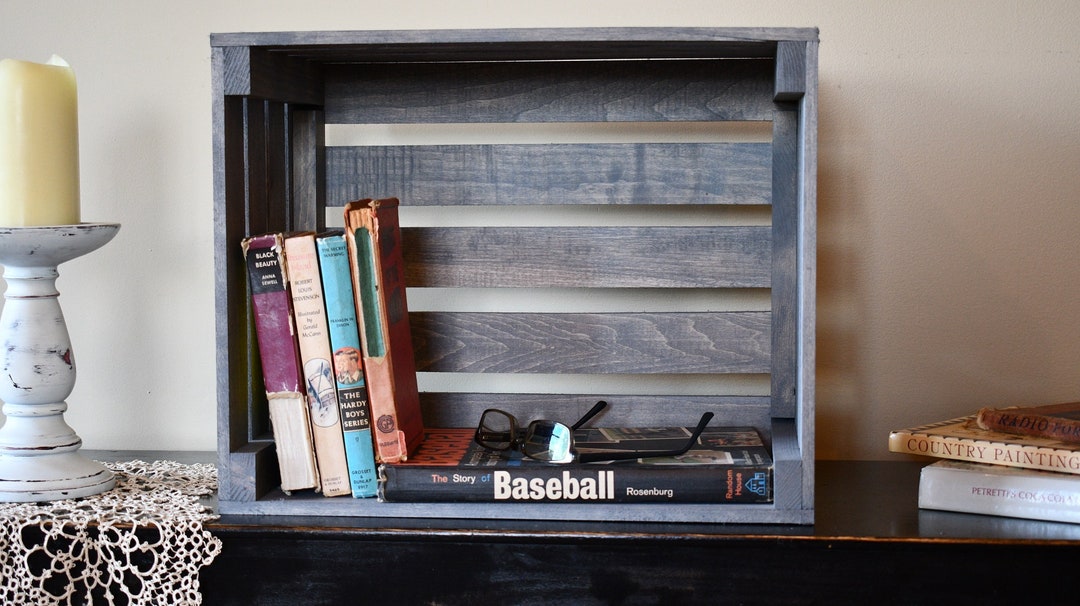 Wooden Storage Crate - Antique Gray Rustic Organizer for Home & Decor ...