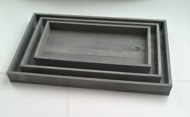 Antique Gray Stained Trays Set of 3 | Etsy