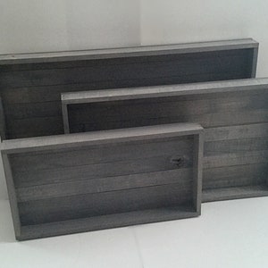 Antique Gray Stained Trays Set of 3 | Vintage Serving Trays for Home ...