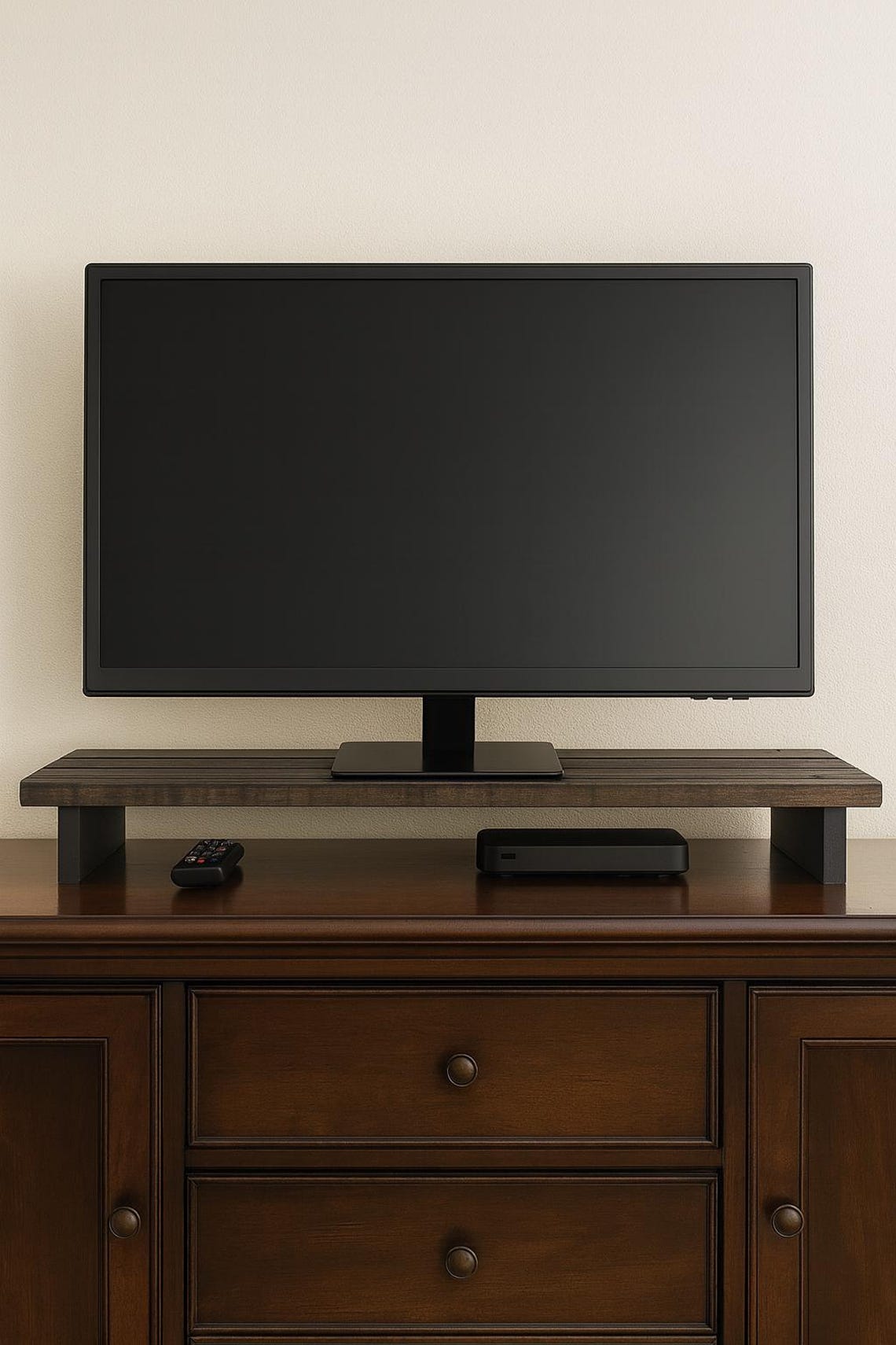 Rustic 40" Wooden TV Stand Riser – Farmhouse Monitor Shelf - Etsy
