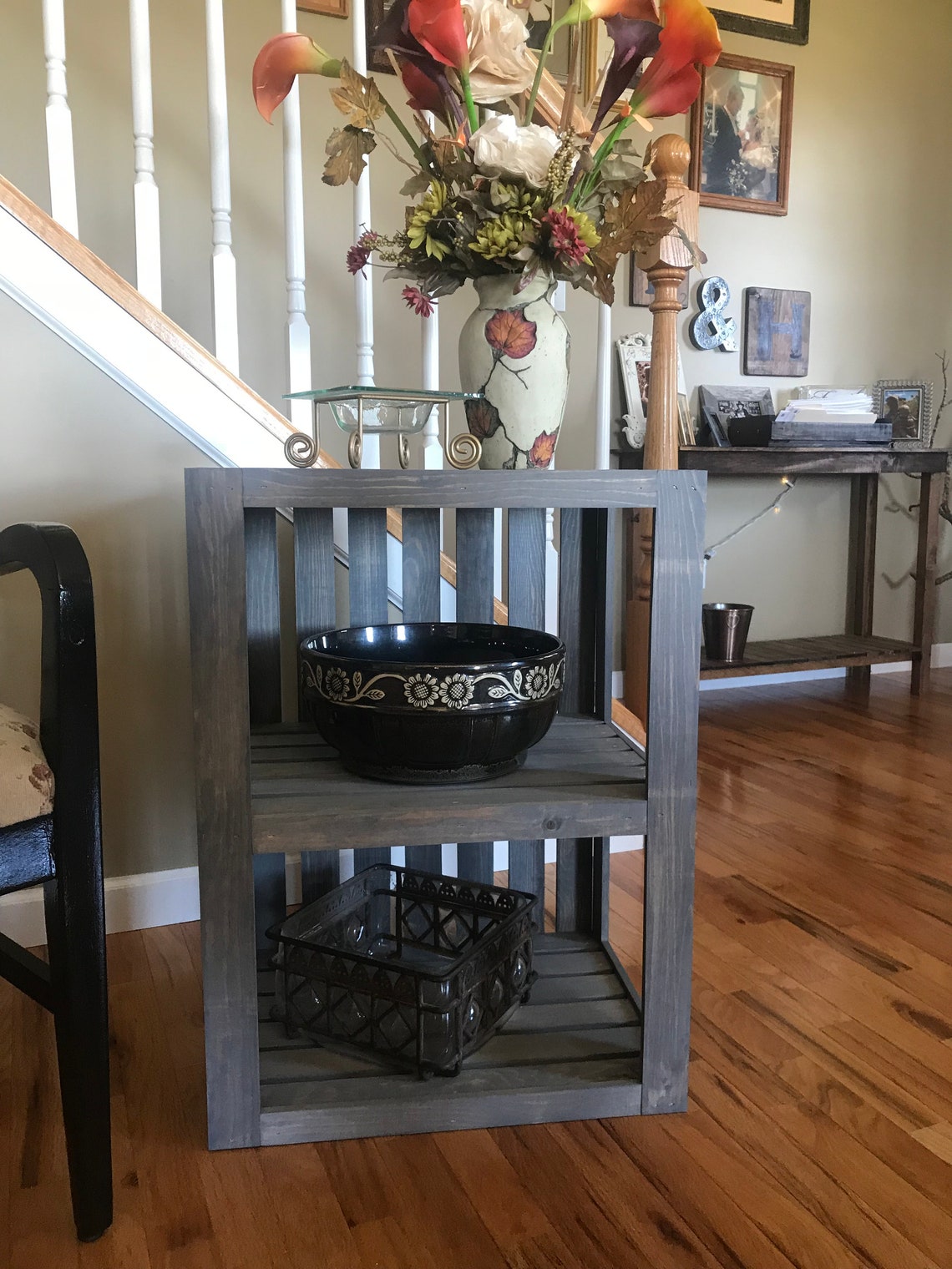 End Table/nightstand Wood Crate Antique Gray Stained - Etsy
