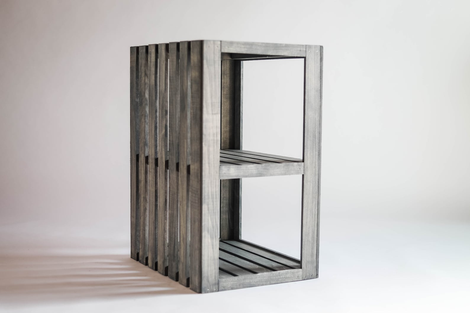 End Table/nightstand Wood Crate Antique Gray Stained - Etsy