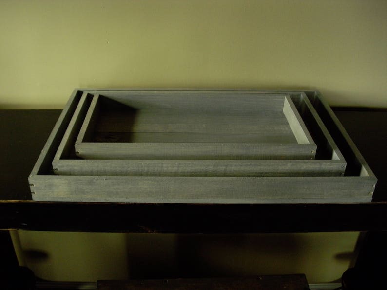 Antique Gray Stained Trays Set of 3 | Etsy