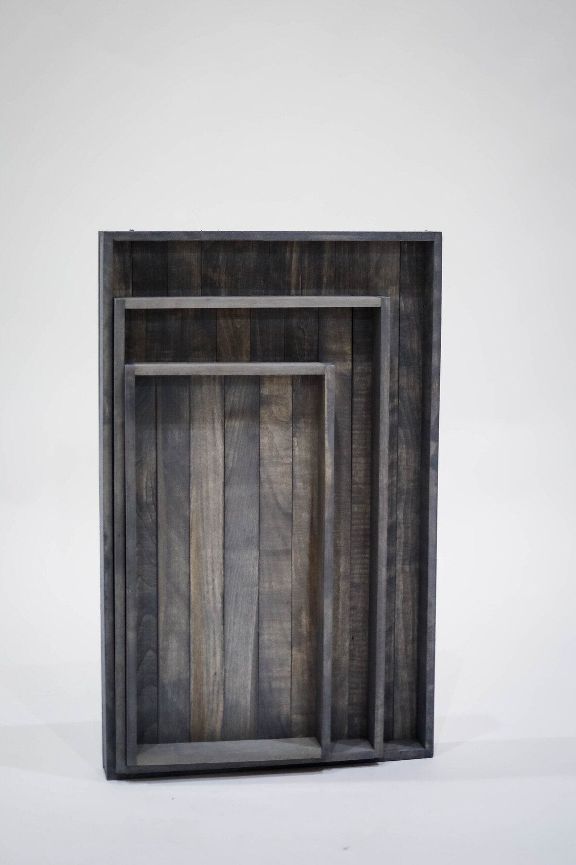 Antique Gray Stained Trays Set of 3 | Etsy