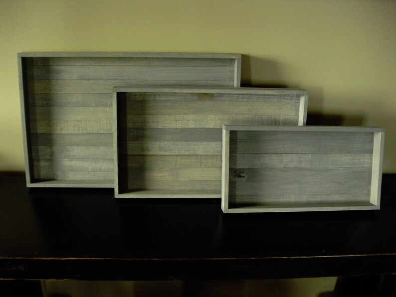 Antique Gray Stained Trays Set of 3 | Etsy