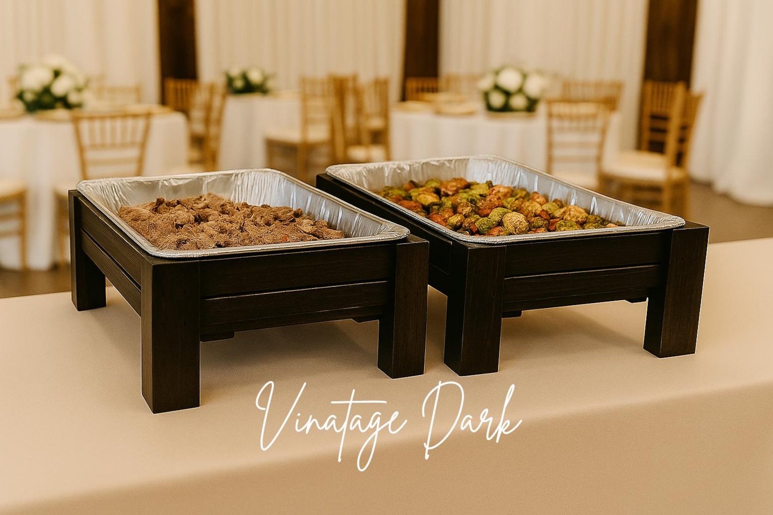 Rustic Wedding & Graduation Buffet Risers – Wooden Serving Pan Stands ...