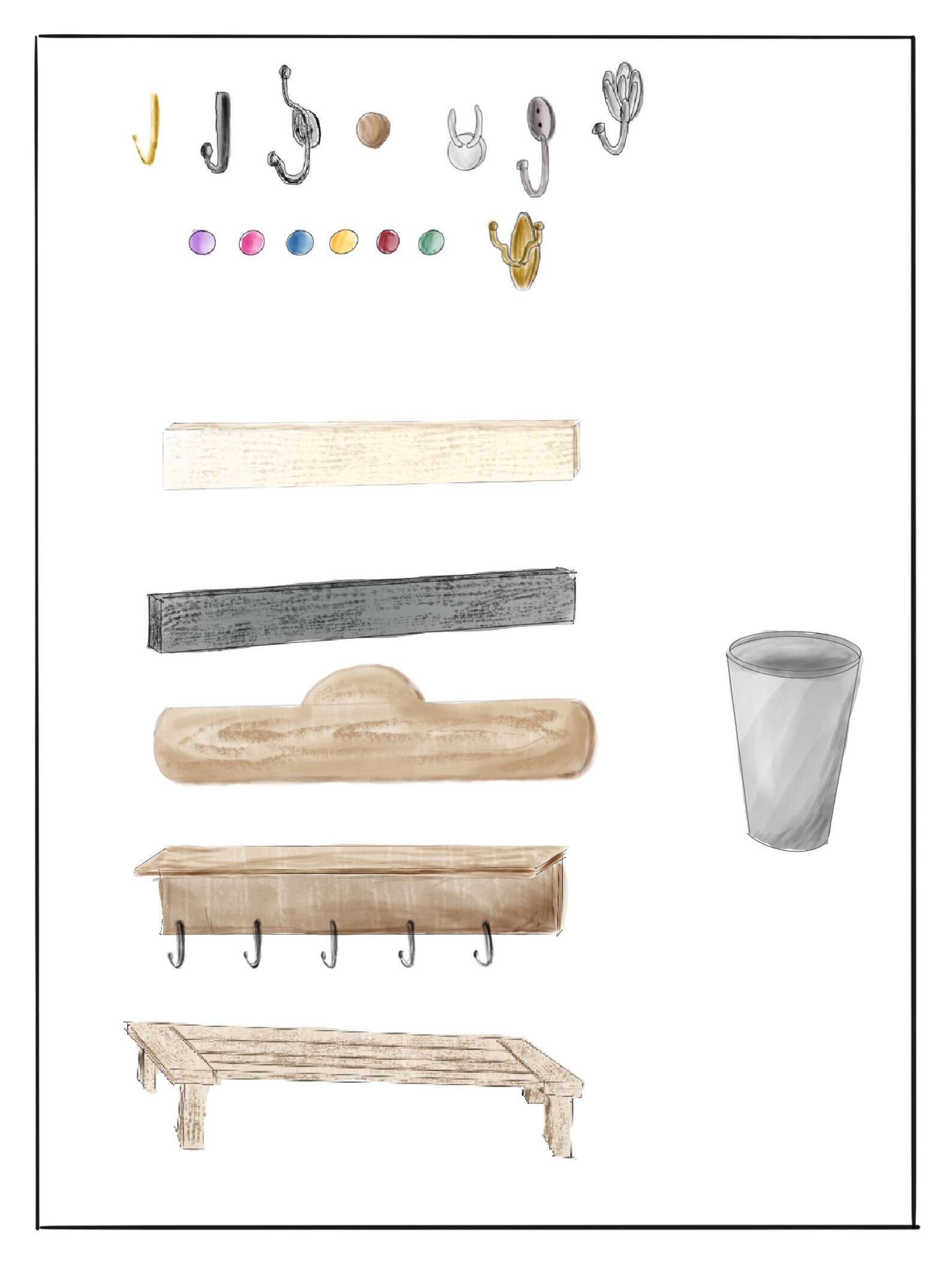 Digital PNG / JPEG Wellies, Raincoats, Coat Hooks, Family Illustration ...