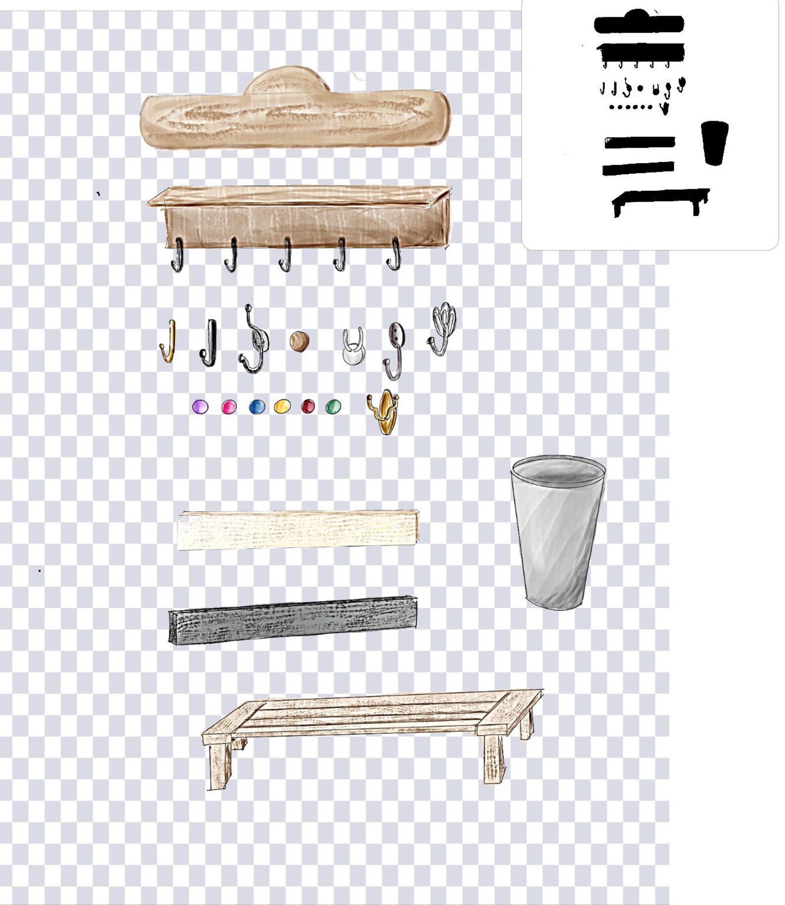 Digital PNG / JPEG Wellies, Raincoats, Coat Hooks, Family Illustration ...