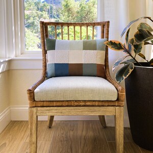 14 X 20 Boucle and Linen Lumbar Pillow, Patchwork Color Block Pillow ...