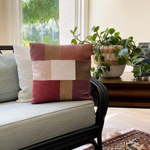 Earth Tone Hand-dyed Linen and Boucle Pillow Cover, 18 X 18 Pillow ...
