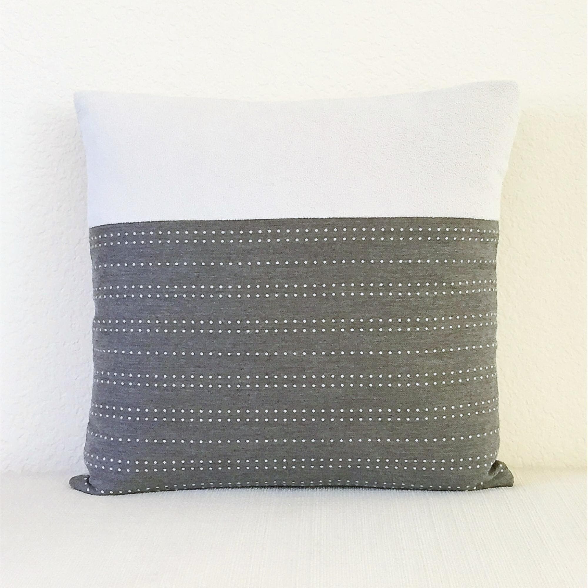 Textured Wool Geometric Pillow Cover, Gray & White Dot Pattern: 20x20 ...