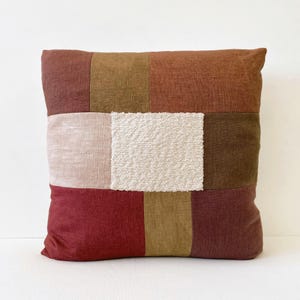 Earth Tone Hand-dyed Linen and Boucle Pillow Cover, 18 X 18 Pillow ...