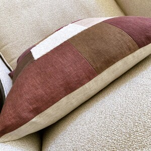 Earth Tone Hand-dyed Linen and Boucle Pillow Cover, 18 X 18 Pillow ...