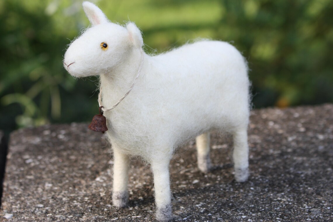 Needle Felted Standing White Sheep - Etsy