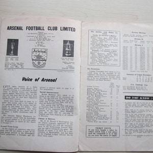 1959-60 THREE Arsenal Football Club Match Day Programmes, Memorabilia ...