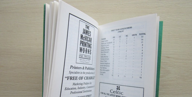 1997-98 Celtic Football Club Handbook, Guide, Yearbook, Annual ...