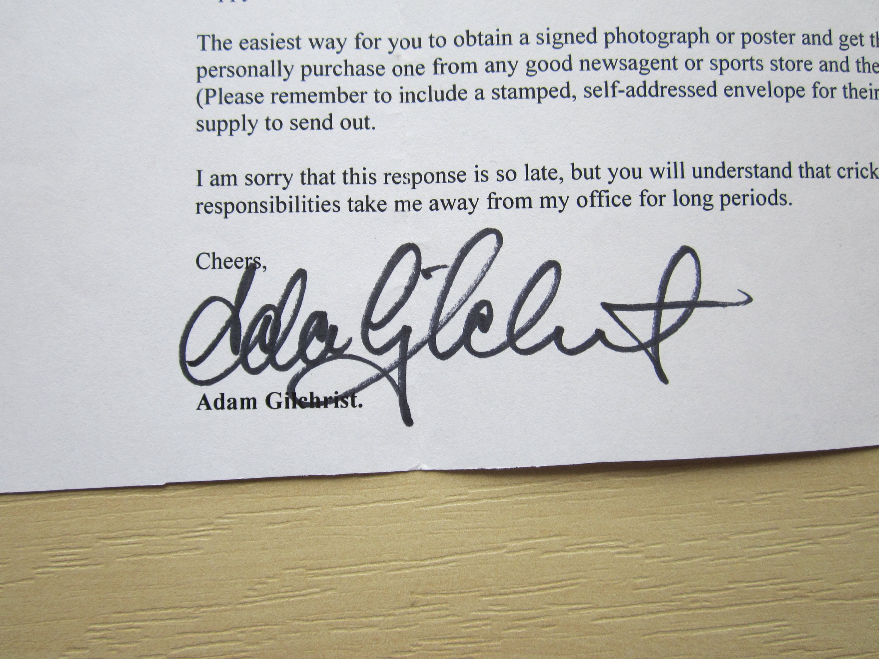 Adam Gilchrist Signature