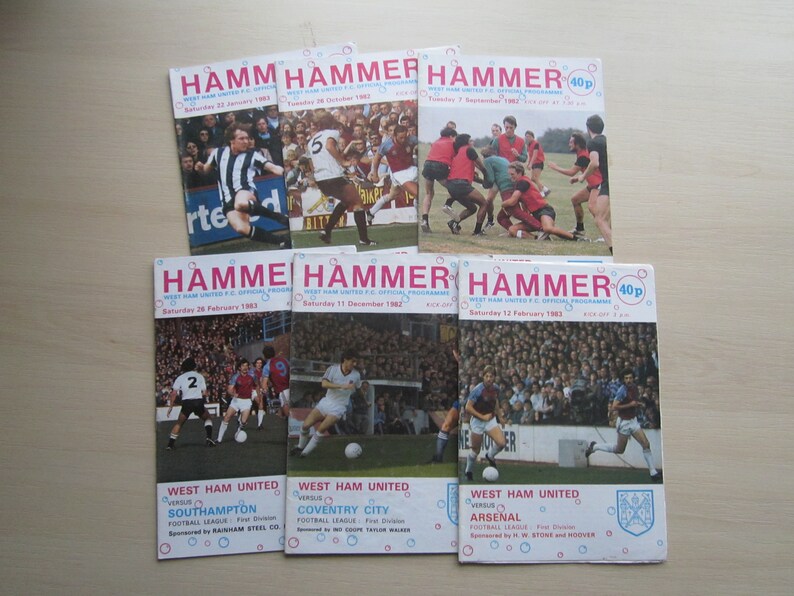 1982-83 Season SIX West Ham United Football Club Programmes, Souvenirs ...