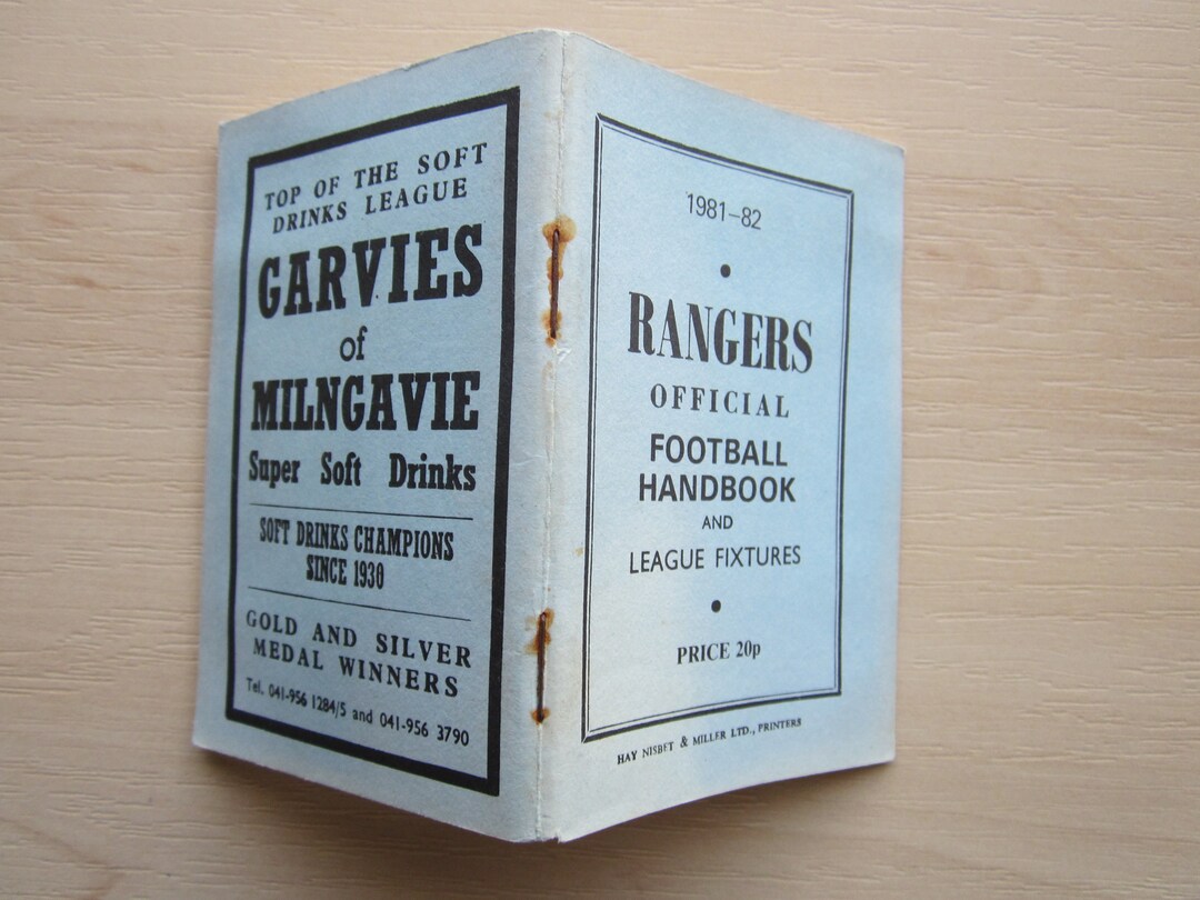 1981-82 Rangers Football Club Handbook, Yearbook, Souvenir, Memorabilia ...