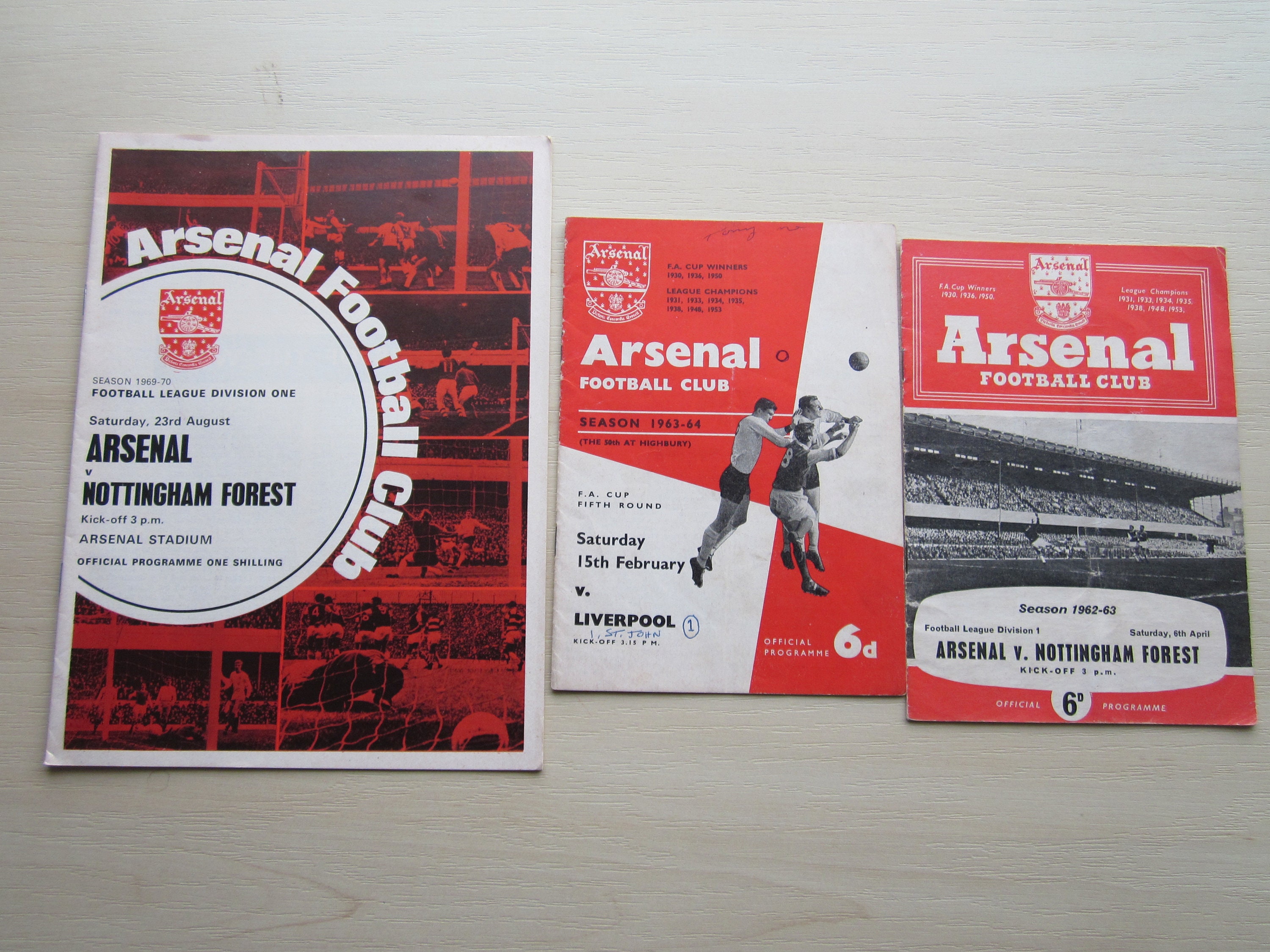 1960s THREE Arsenal Football Club Match Day Programmes, Memorabilia ...