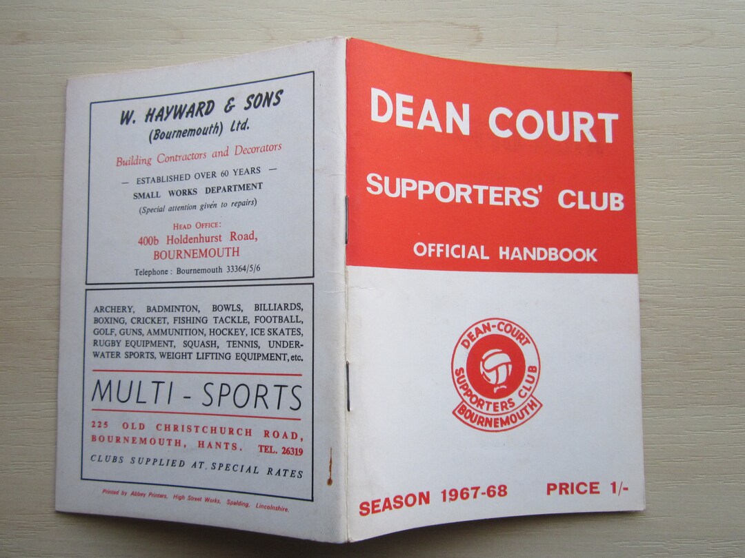 1967-68 Bournemouth Football Club Handbook, Yearbook, Souvenir ...